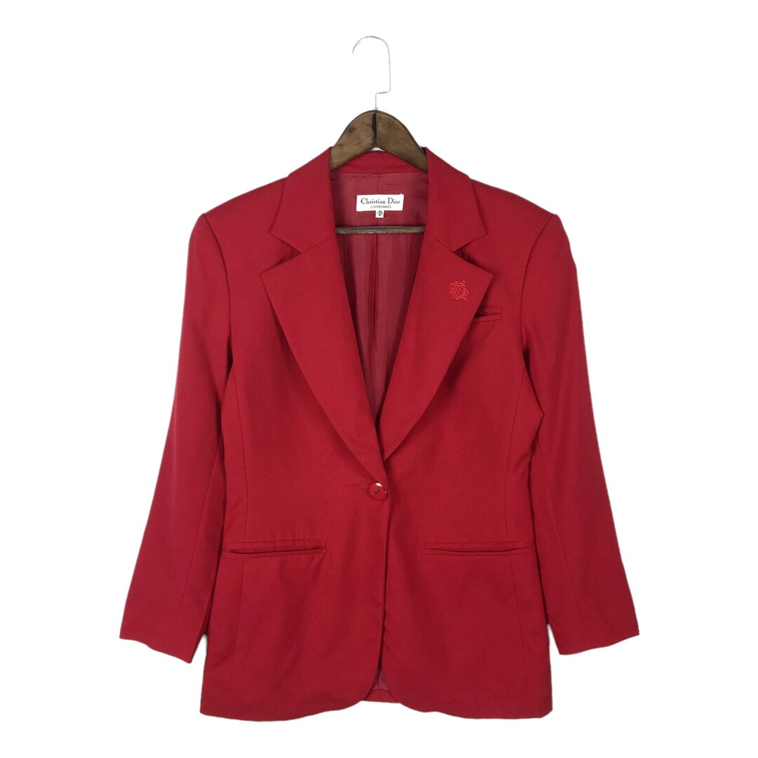 Vintage Christian Dior Blazer Coat Red One Button Jacket Size 40 - Etsy
