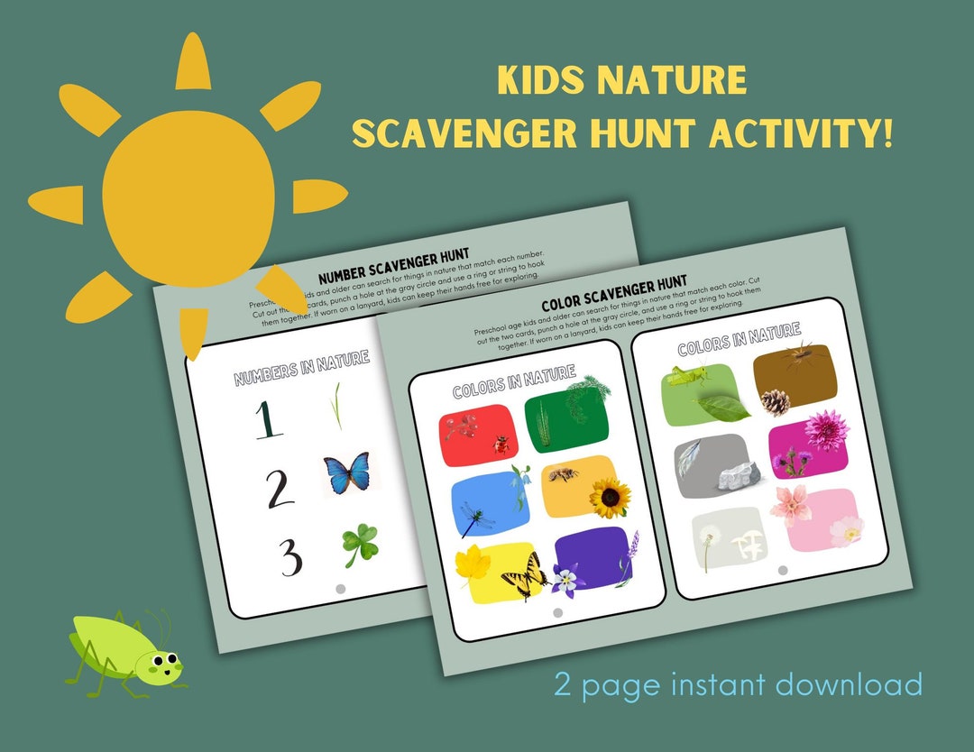 Kids Nature Scavenger Hunt Activity, Game for Kids Preschool and Older ...