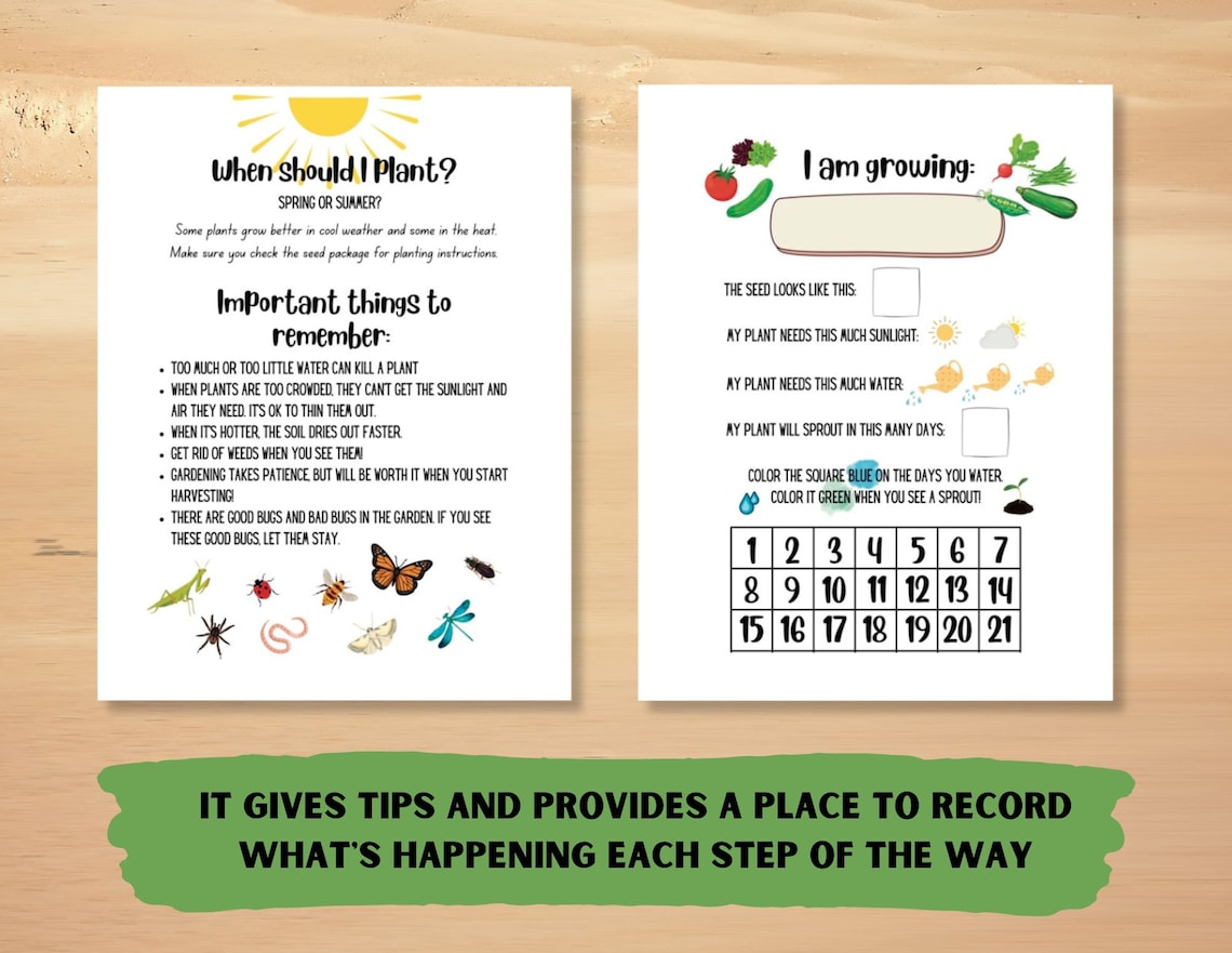 Kids Gardening Journal; an Outdoor Summer PRINTABLE Activity That is ...