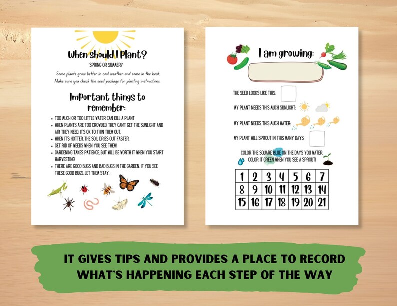 Kids Gardening Journal; an Outdoor Summer PRINTABLE Activity That is ...