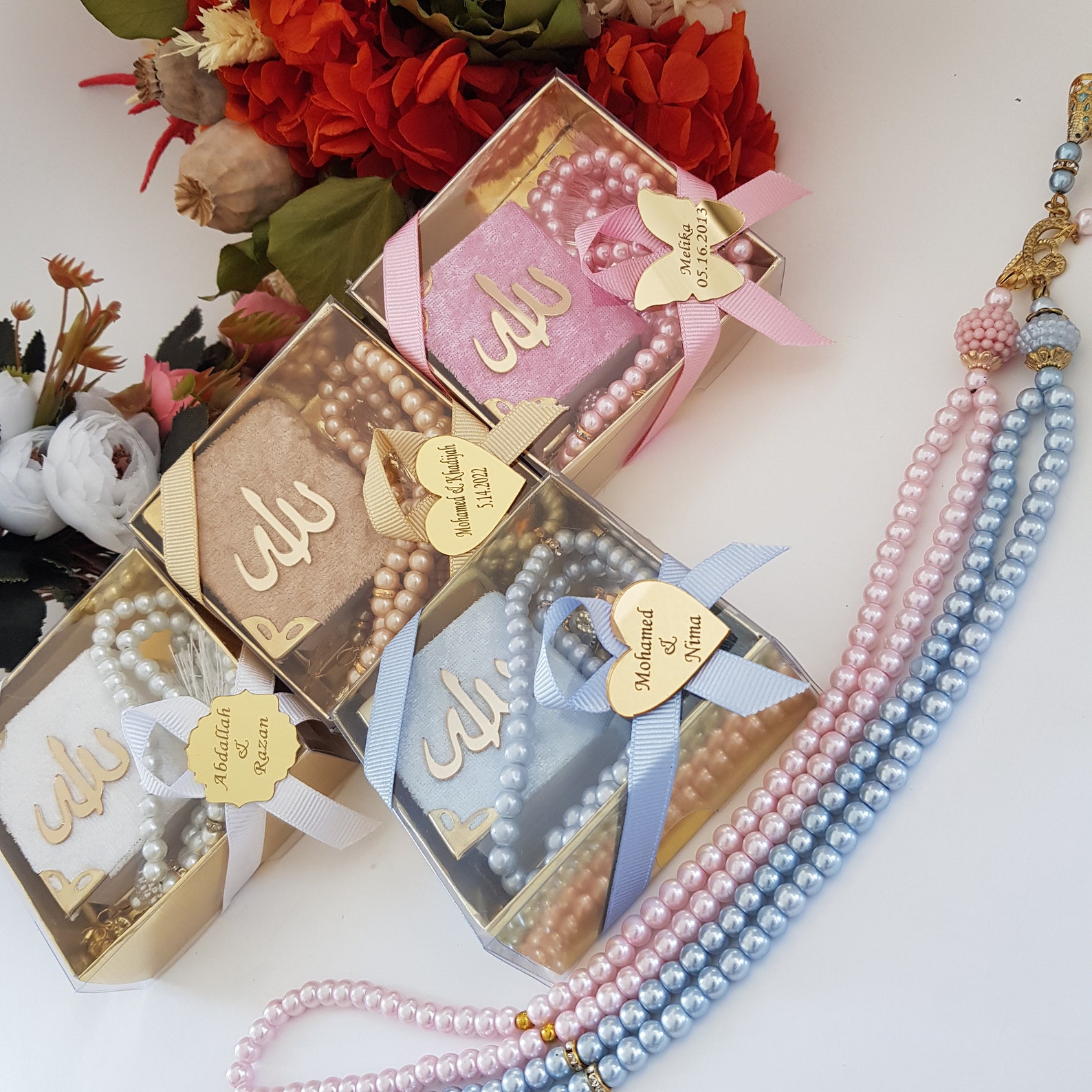 Velvet Mini Quran Pearl Tasbeeh Decorated Box Gift Set Eid - Etsy