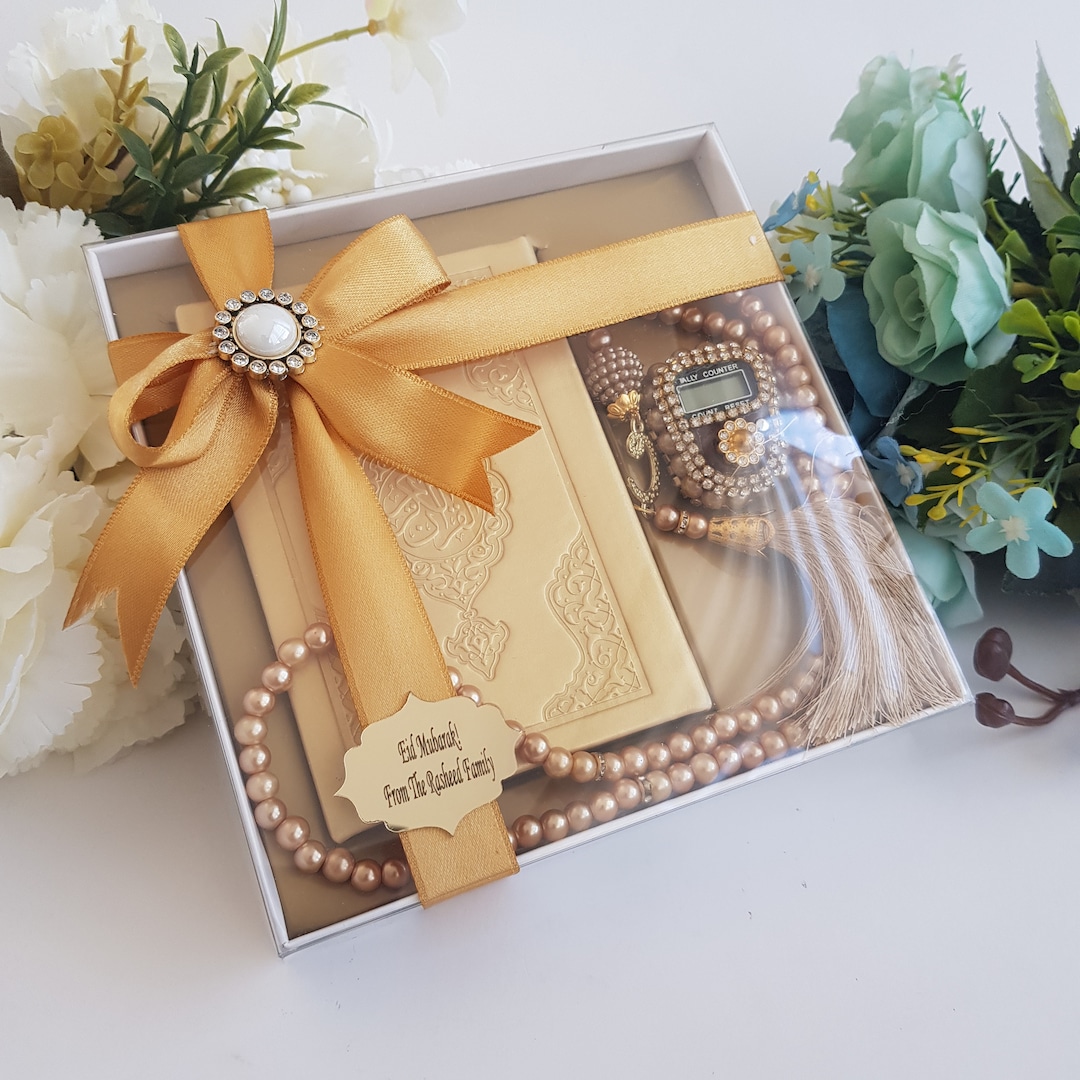 Personalized Prayer Velvet Quran Pearl Prayer Beads Islamic Gift Set ...