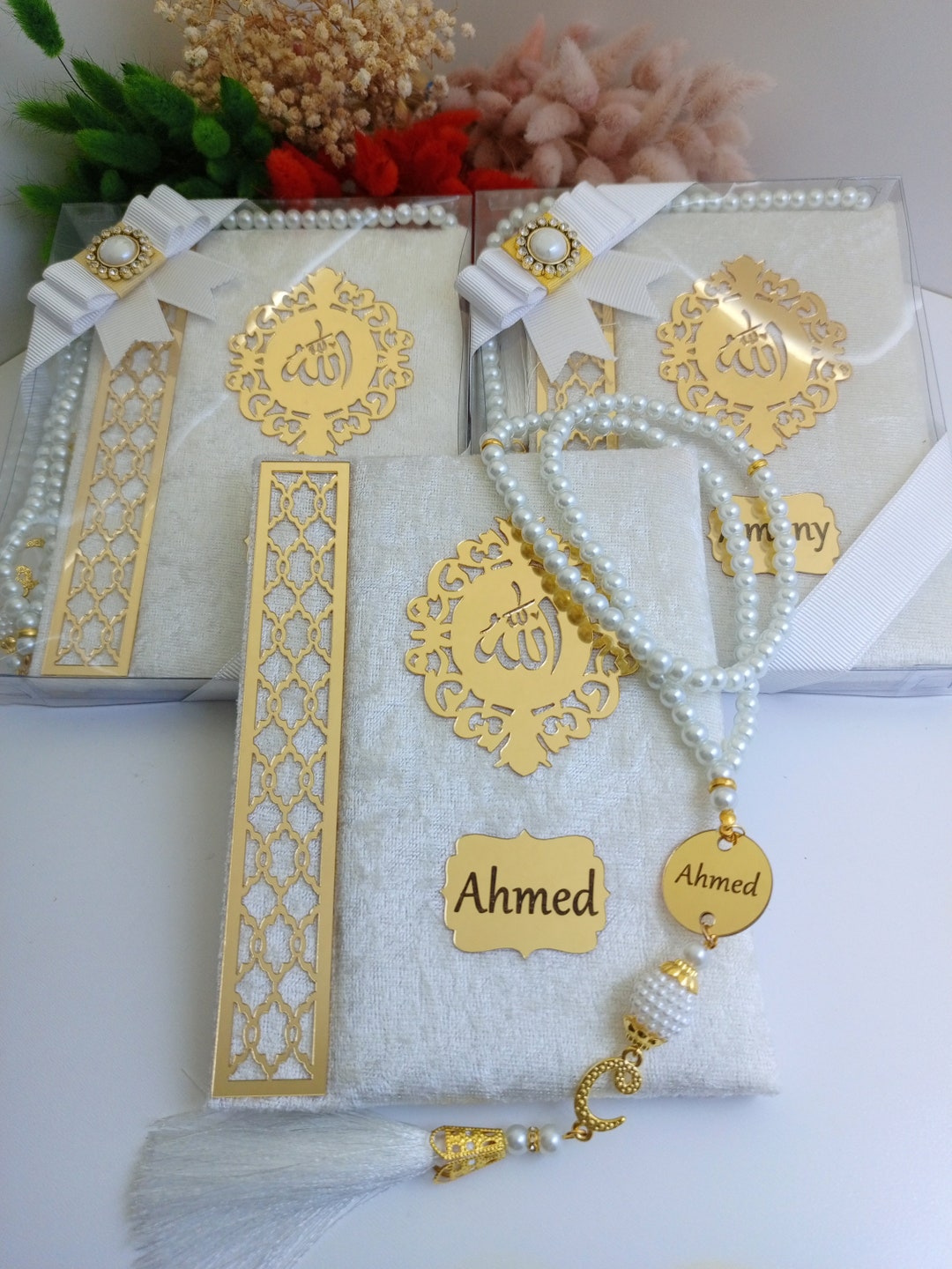 Personalized Velvet Dua Book Tasbeeh Pouch With Decorated Box Muslim ...