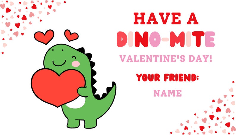 Have a Dino-mite Valentine's Tag Template, Editable Download, Instant ...