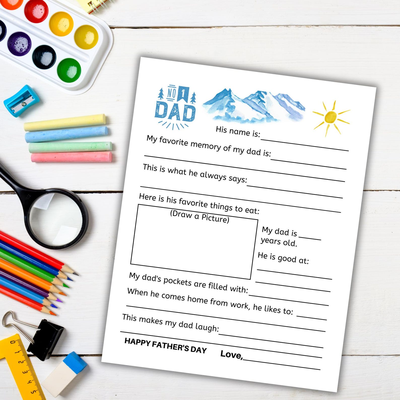Printable All About Dad Fill in Template, No. 1 Dad Instant Download ...