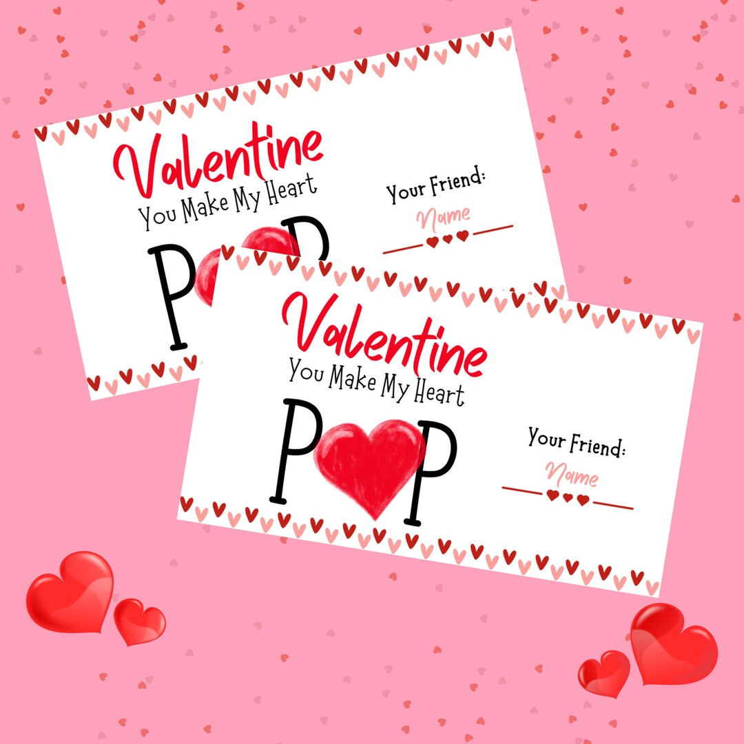 Valentine You Make My Heart Pop Valentine's Tag Template, Editable ...