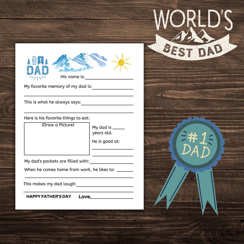 Printable All About Dad Fill in Template, No. 1 Dad Instant Download ...