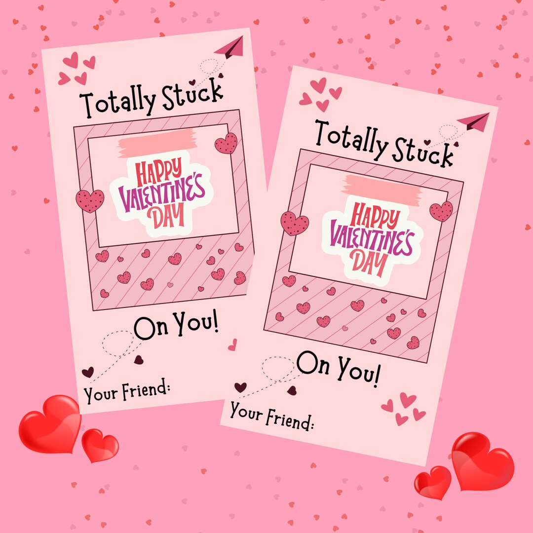 Totally Stuck on You Valentine's Card Template, Editable Download ...