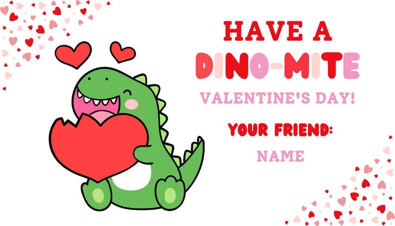 Plantilla de etiqueta de San Valentín de Have a Dino-Mite, descarga ...