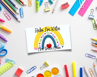 Rainbow Name Tag Template - Etsy