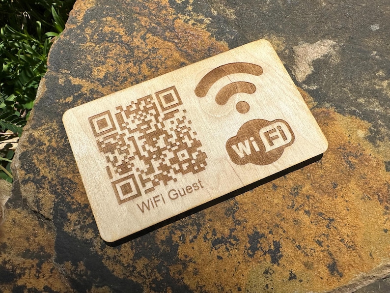 Custom Wood Laser-cut Wifi Sign-on Card | 3x5 Inch | Easy Guest Access ...