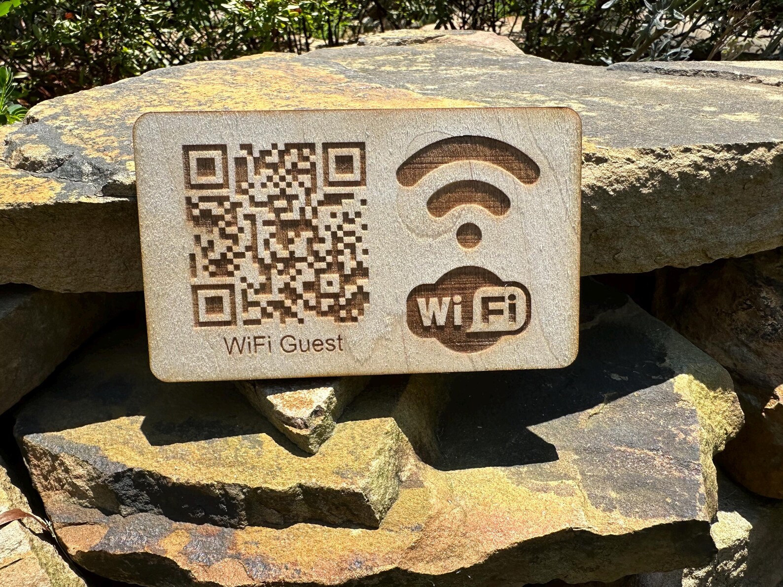 Custom Wood Laser-cut Wifi Sign-on Card | 3x5 Inch | Easy Guest Access ...