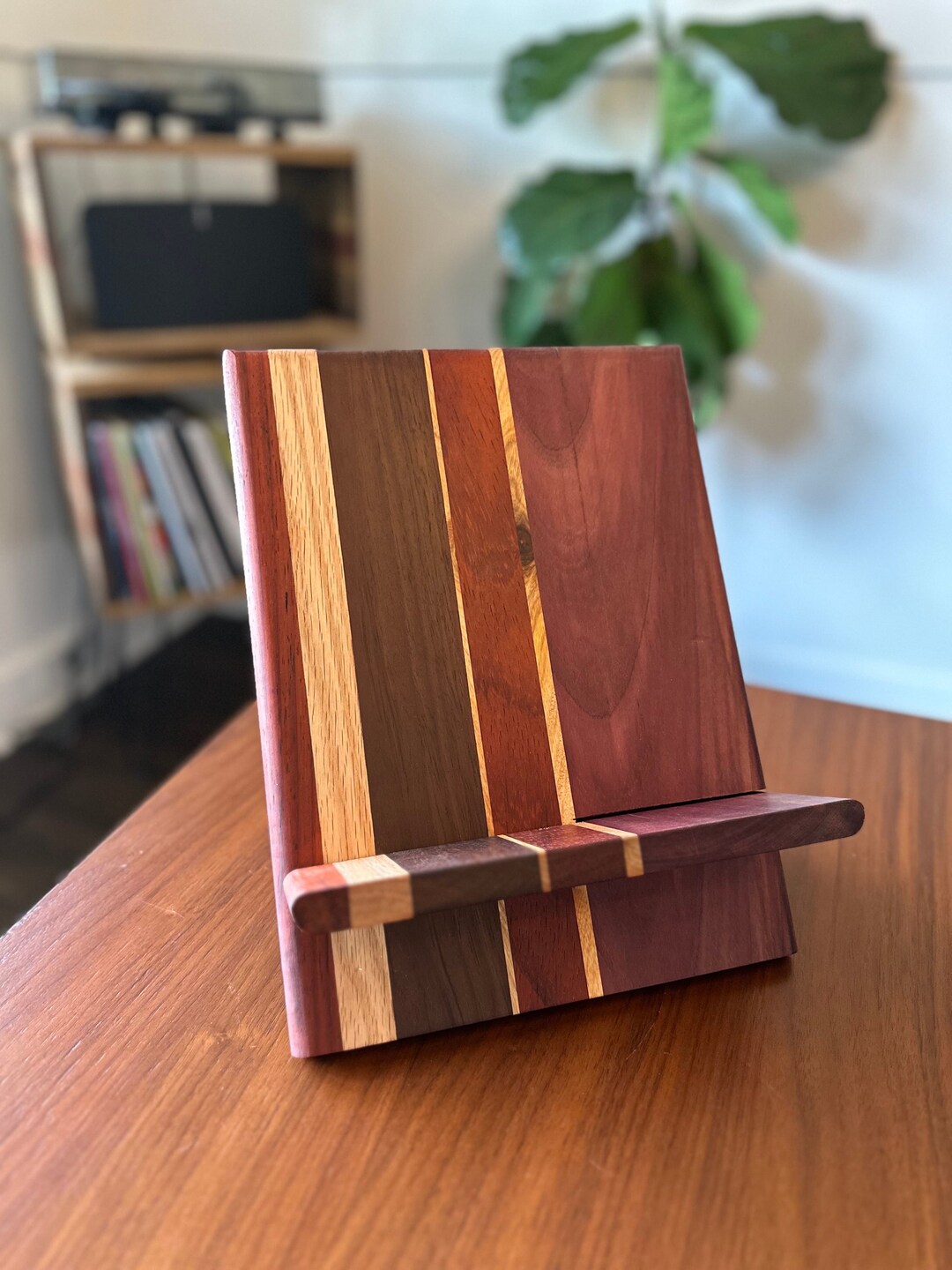 Handcrafted Exotic Wood Record Player Holder - Unique Vinyl Display ...