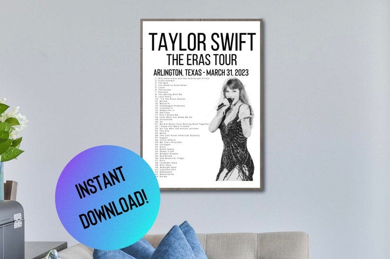 Taylor Swift the Eras Tour DIGITAL DOWNLOAD Poster/arlington, Texas ...