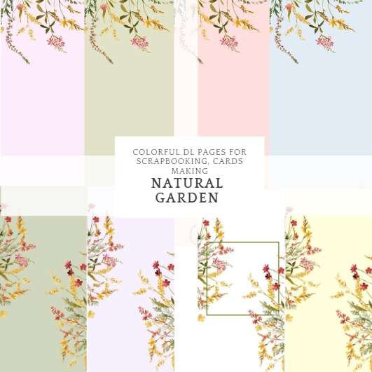 45 DL Natural Garden. Digital Pages for Scrapbooking, Cards Making ...