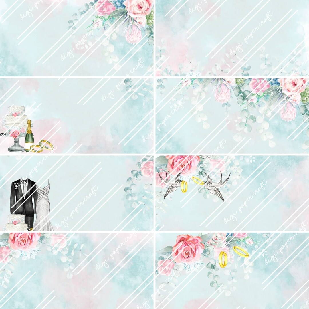 Blue Wedding. Digital Paper. Digi Craft. Digi Scrapbooking. Digital ...