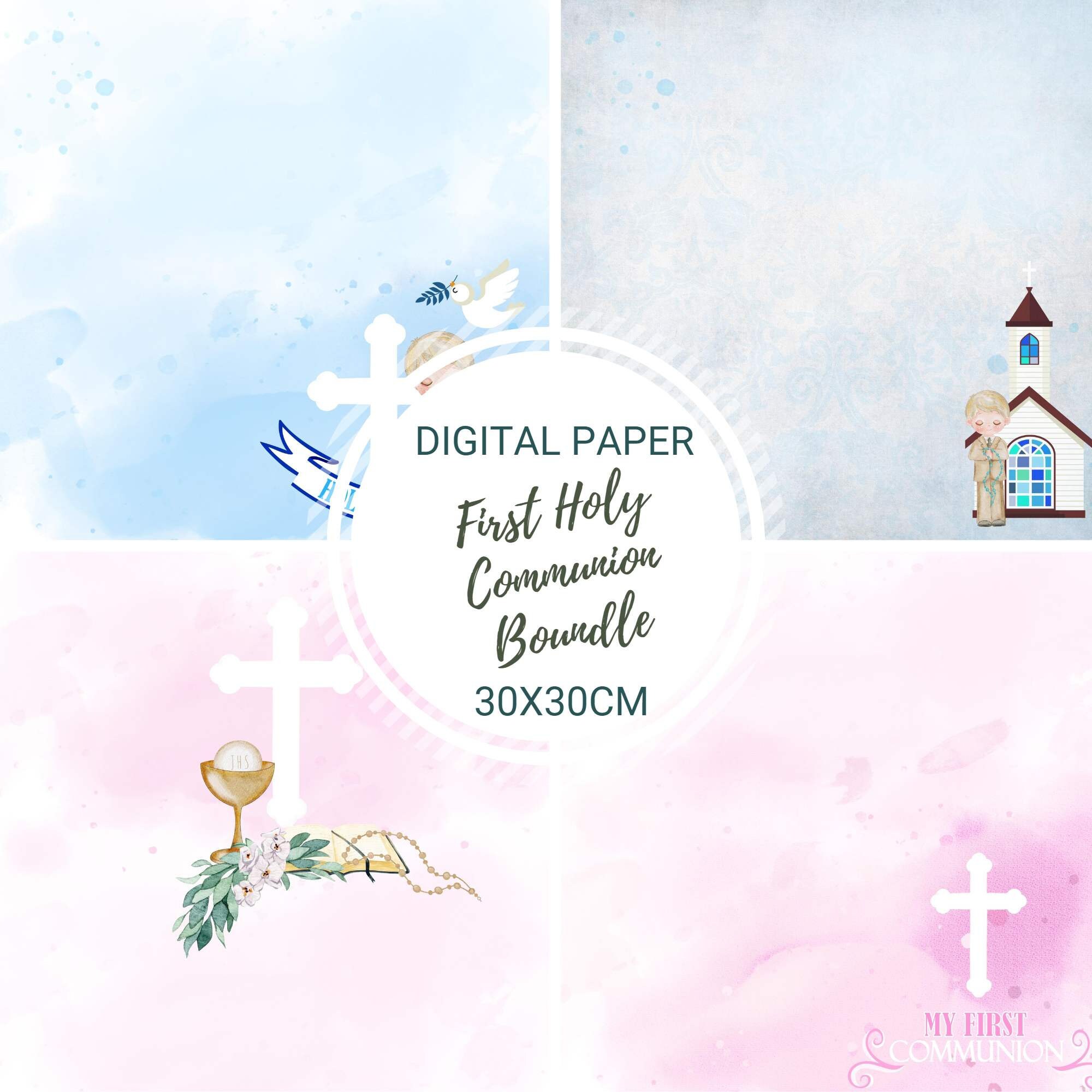 First Holy Communion Digital Paper. Boundle 97 Pgfor - Etsy