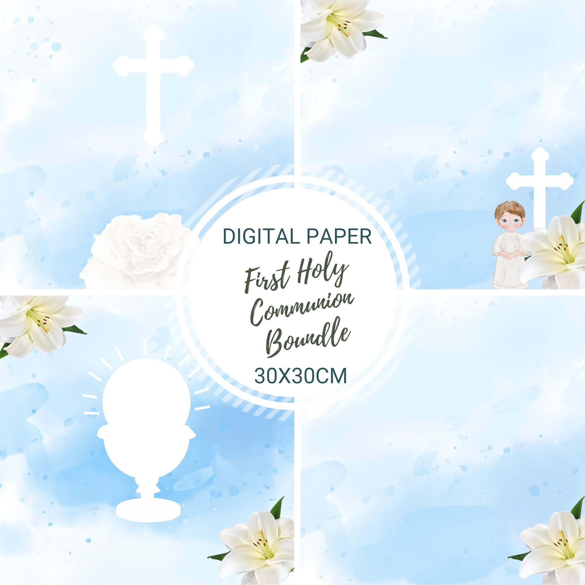 First Holy Communion Digital Paper. Boundle 97 Pgfor - Etsy