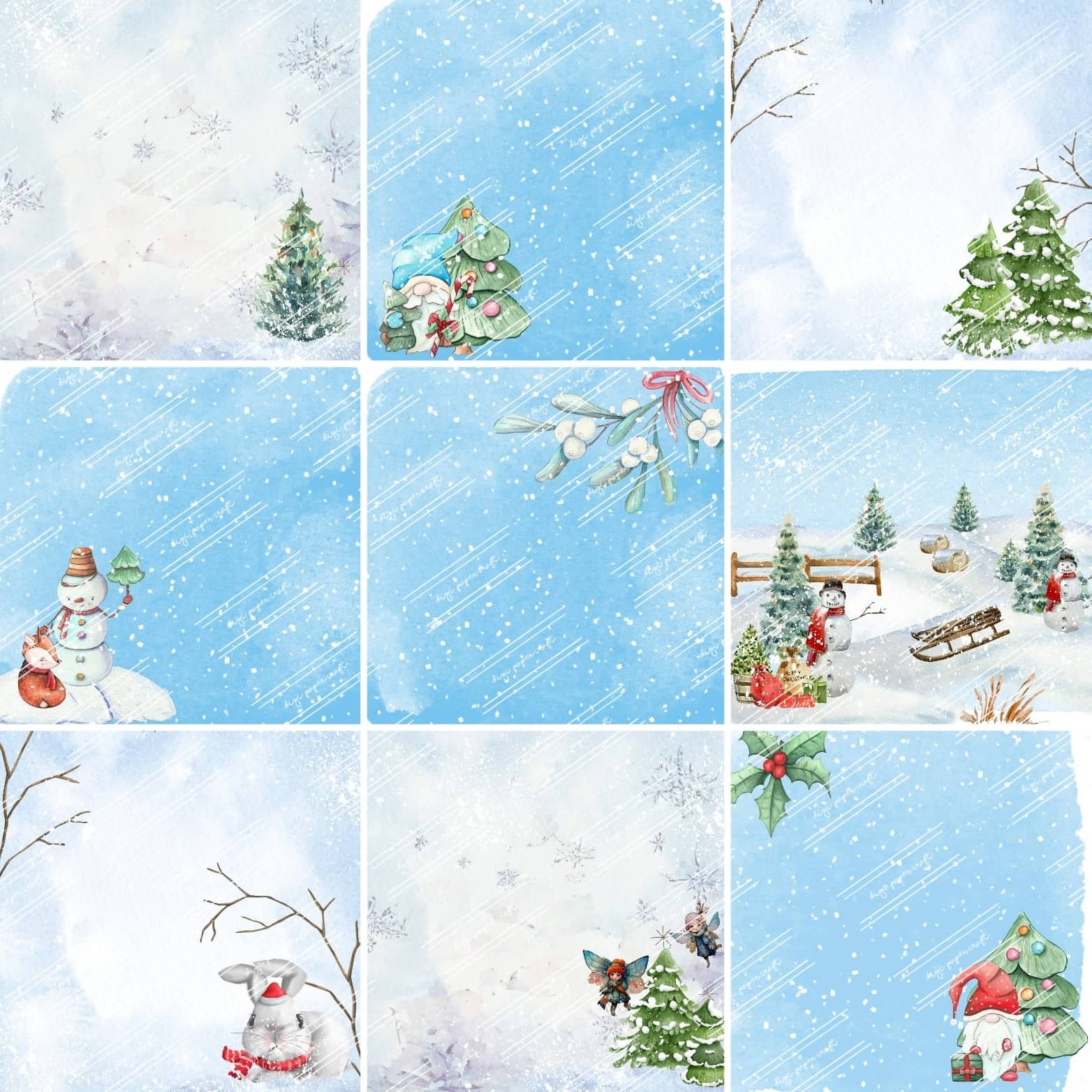 32 Cute Winter Papers. Digital Scrapbooking Paper for Card and Paper ...