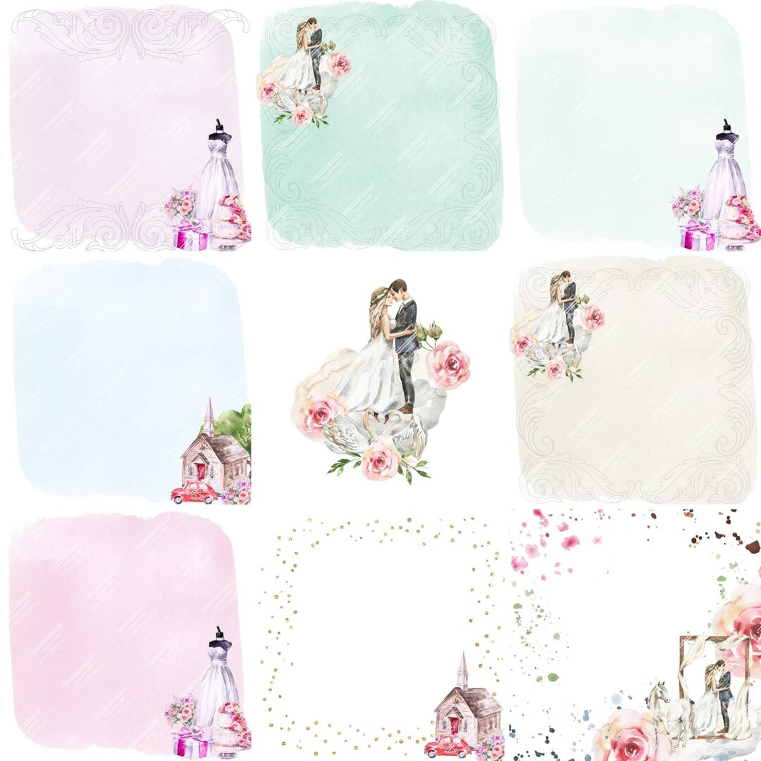 Wedding Colors Digital Paper. Digi Scrapbooking. Wedding Couple. Love ...