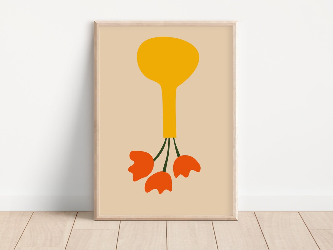Flowers Upside Down, Illustration Art Drawing, Poster Print Digital ...
