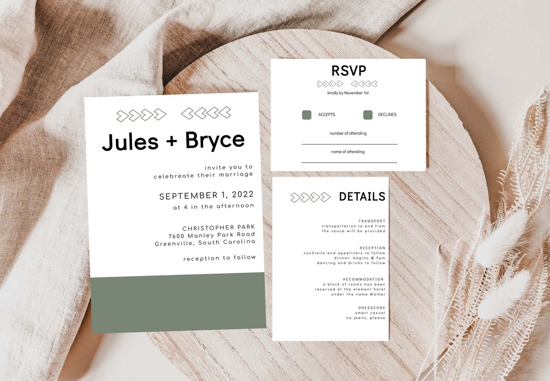 Tate Modern Color Block Wedding Invitation, Custom Invitation Suite ...