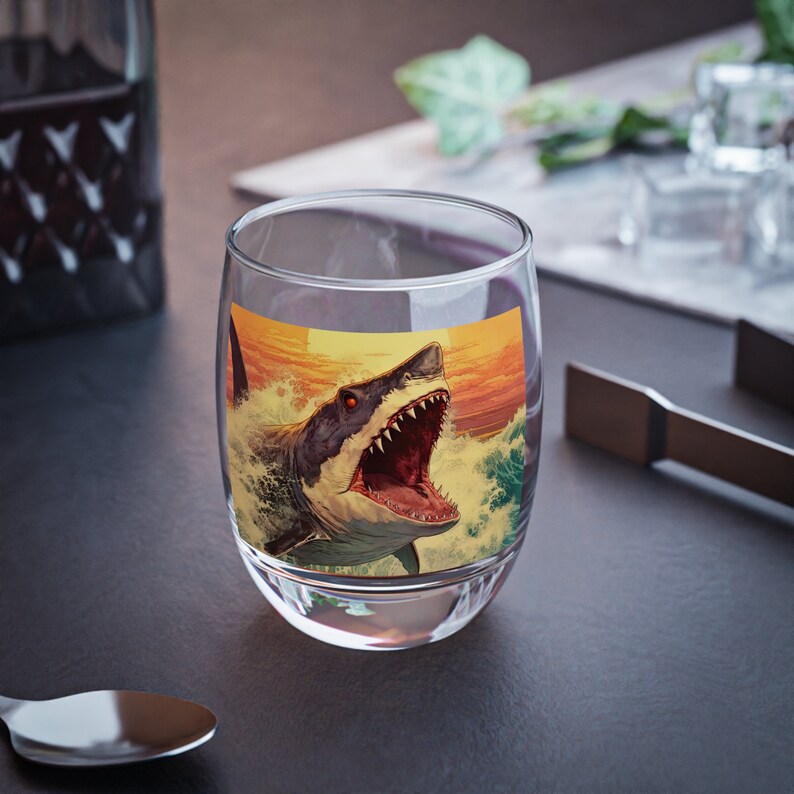 Colorful Biting Shark Whiskey Glass - Etsy