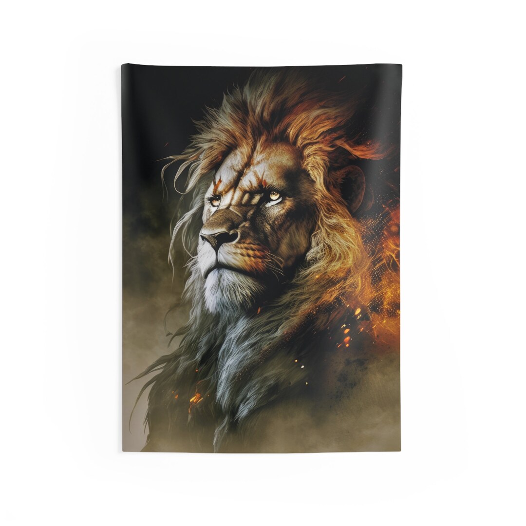Stoic Majestic Lion Indoor Wall Tapestry - Etsy