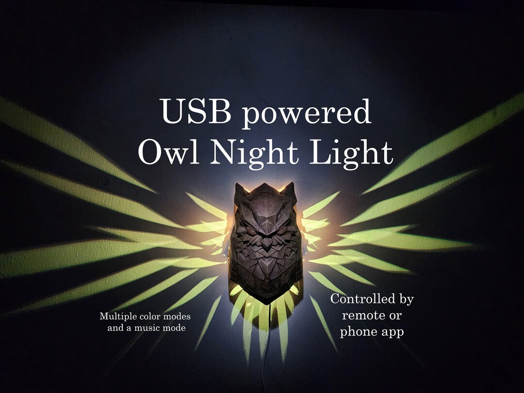 Owl Night Light - 3D Printed Faux Wood - Usb Powered - Multiple Colors ...