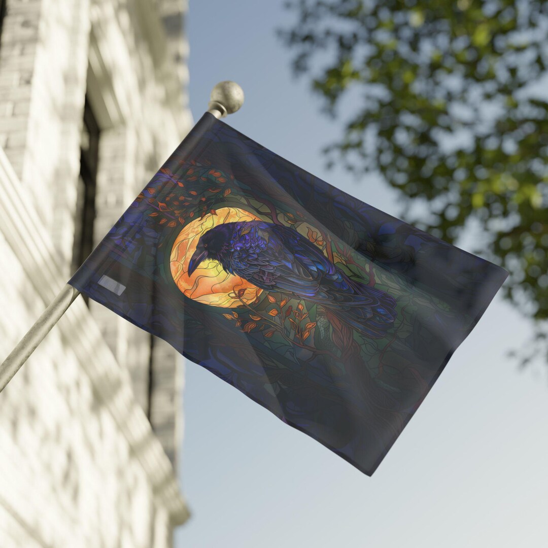 Flag, Beautiful Raven Full Moon in a Forest, Wall Hanging, Home Decor ...
