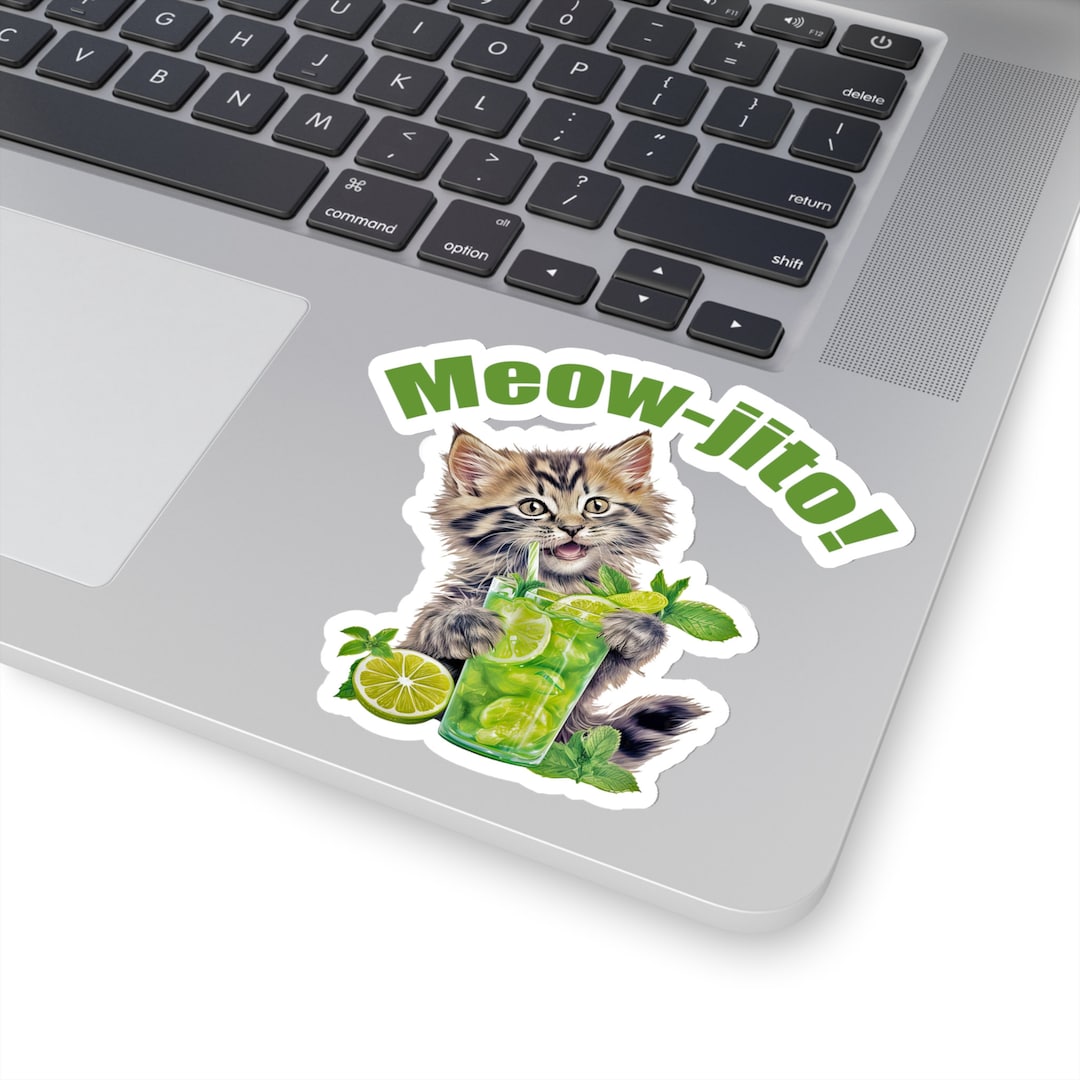Meow-jito -- Cute Mojito Drinking Cat Sticker - Etsy