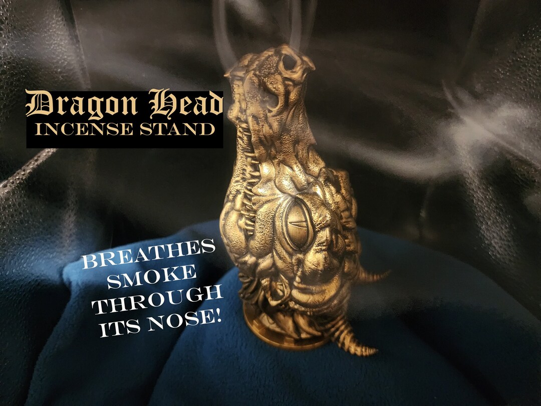 Golden Dragon Head Incense Holder, 3d Printed Dragon Incense Burner - Etsy