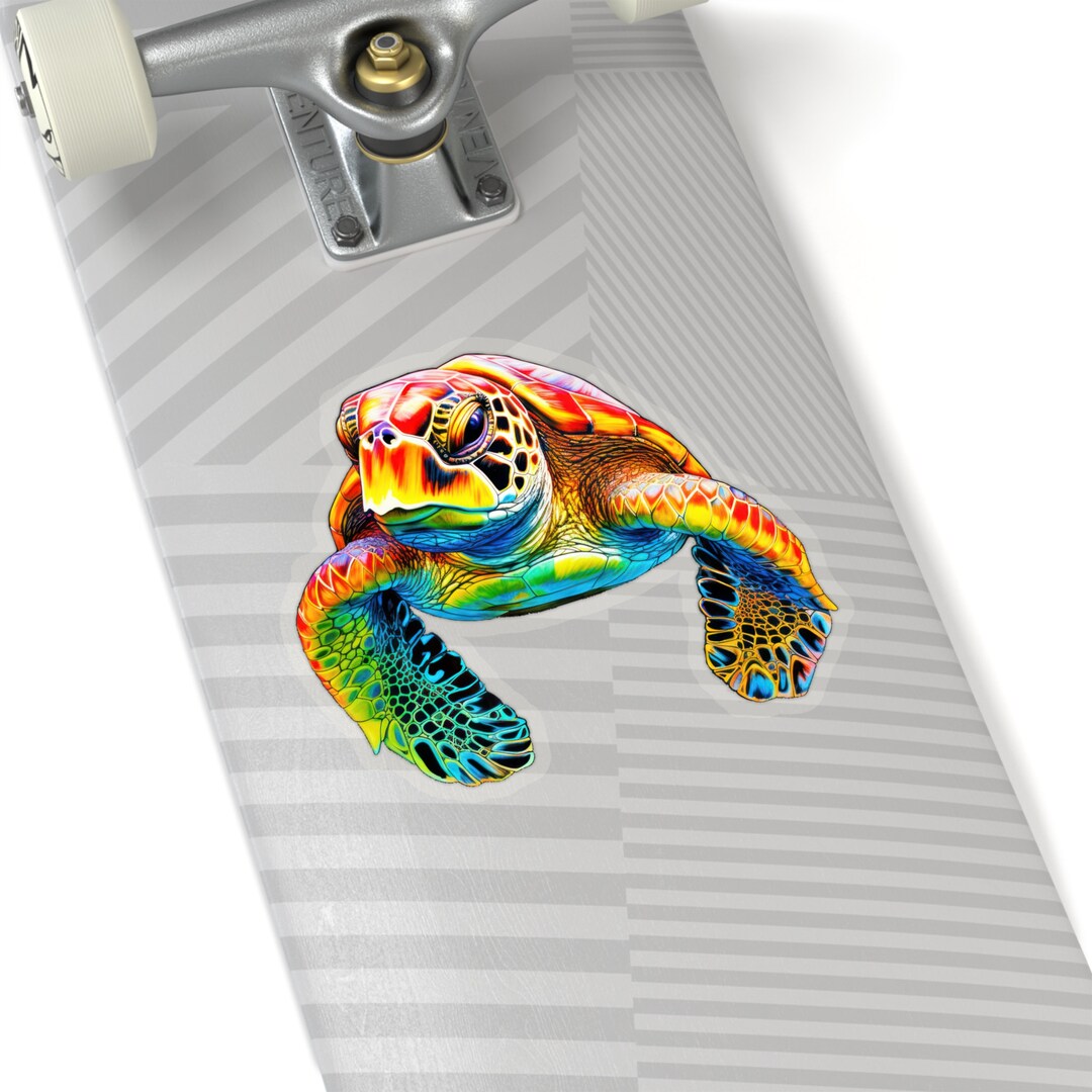 Colorful Rainbow Sea Turtle Kiss-cut Sticker - Etsy