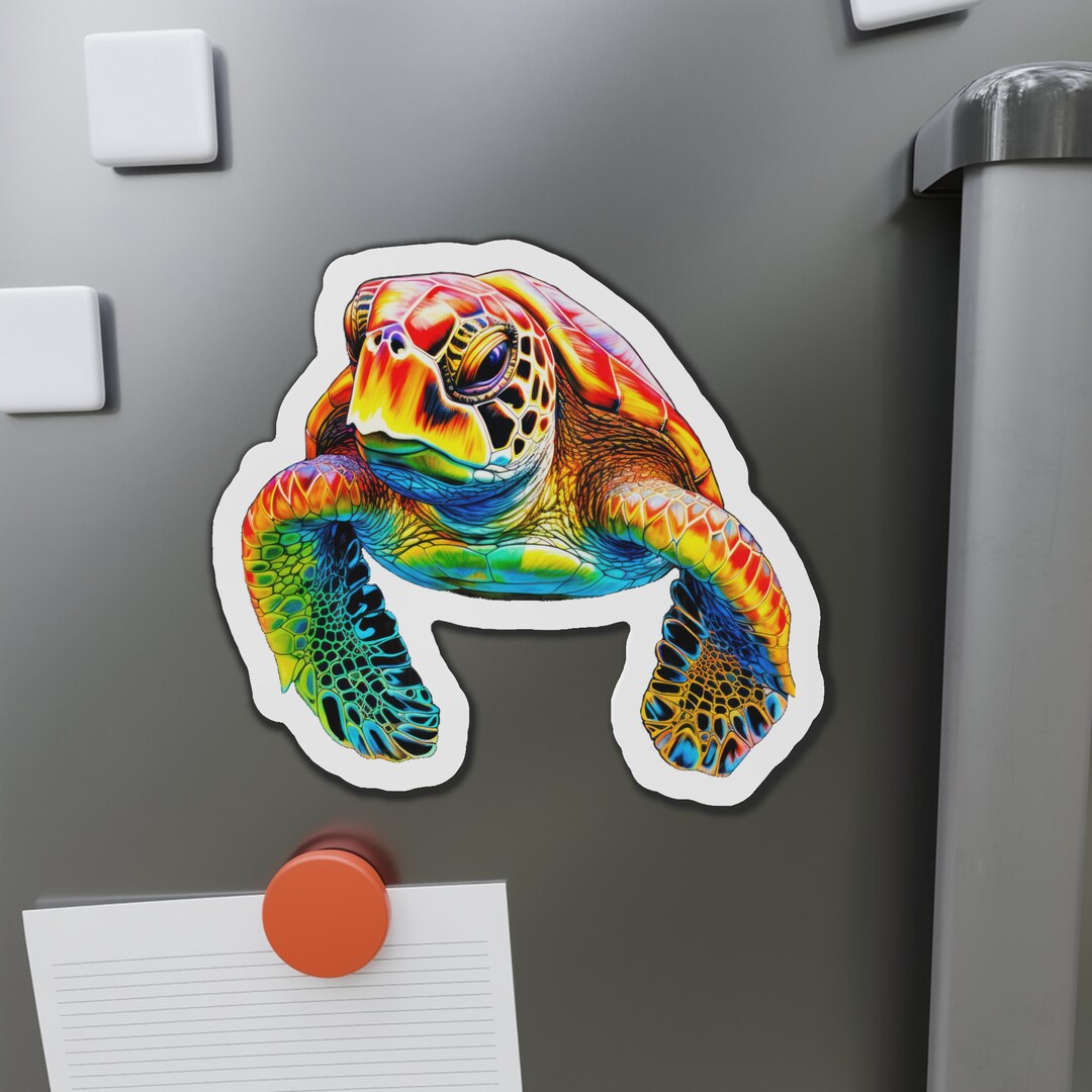 Colorful Rainbow Sea Turtle Die-cut Magnet - Etsy