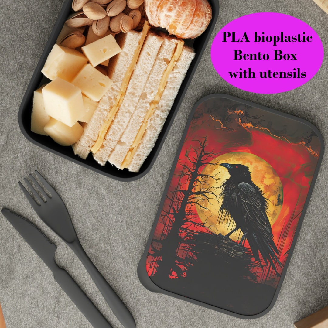 Raven Full Moon Red Sky Fantasy Art PLA Bento Box With Band and ...
