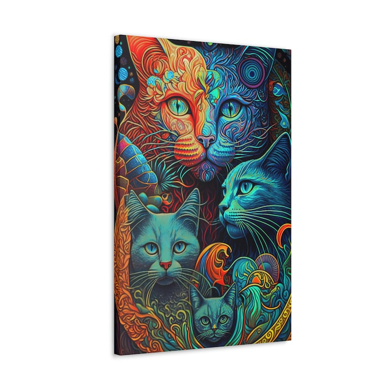 Psychedelic Trippy Cats Surreal Canvas Gallery Wraps - Etsy
