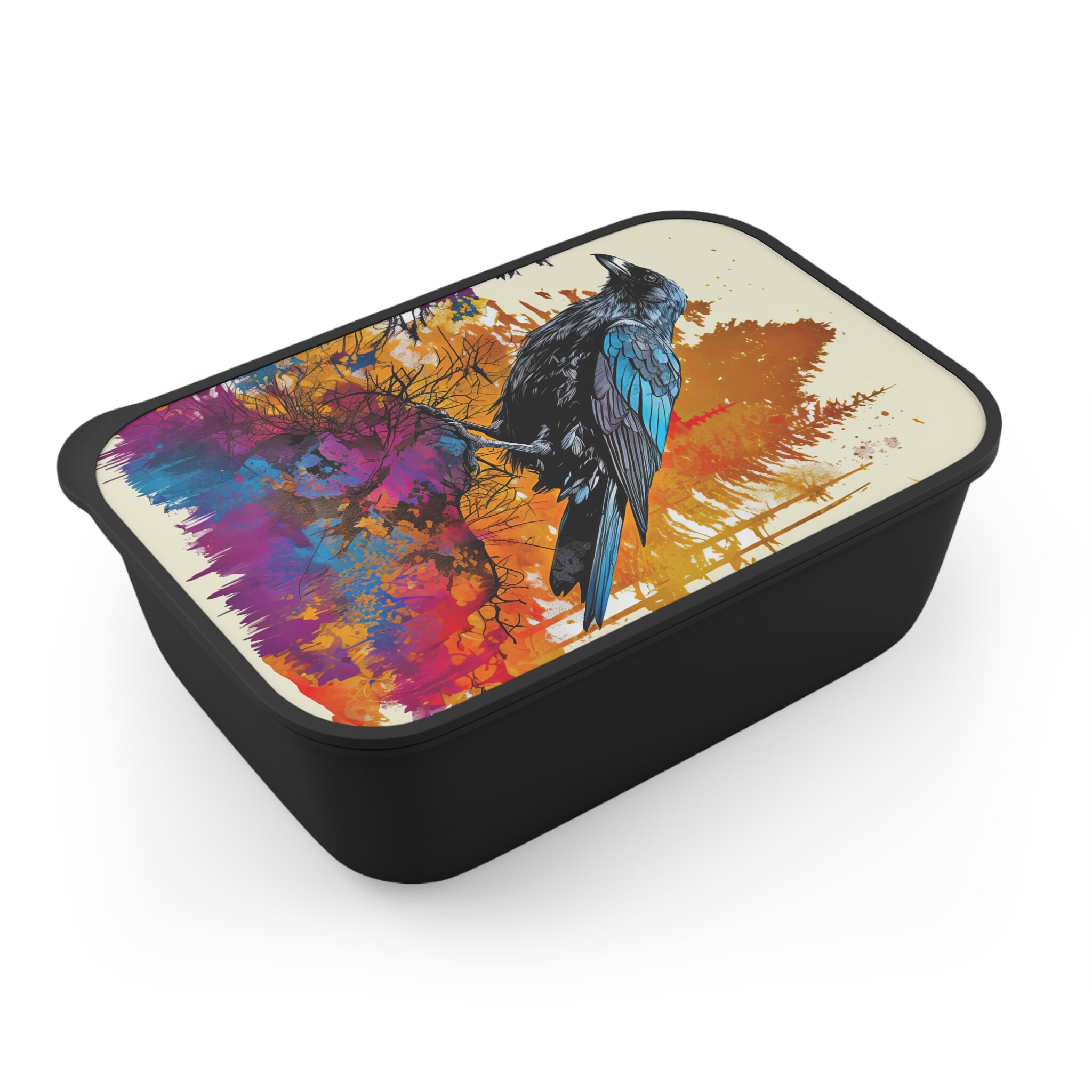 Raven in a Colorful Forest PLA Bento Box With Band and - Etsy