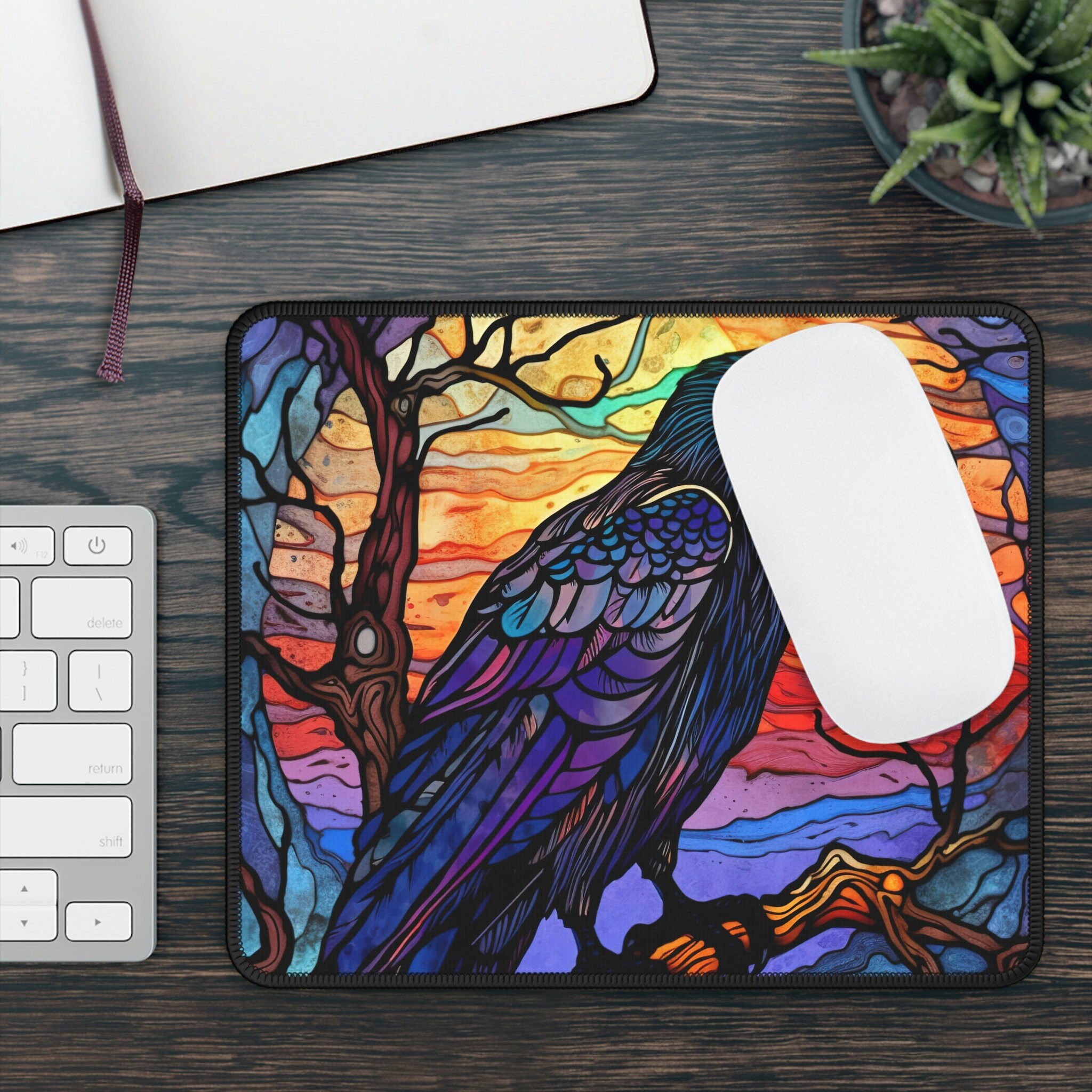 Colorful Raven in a Tree Gaming Mouse Pad - Etsy