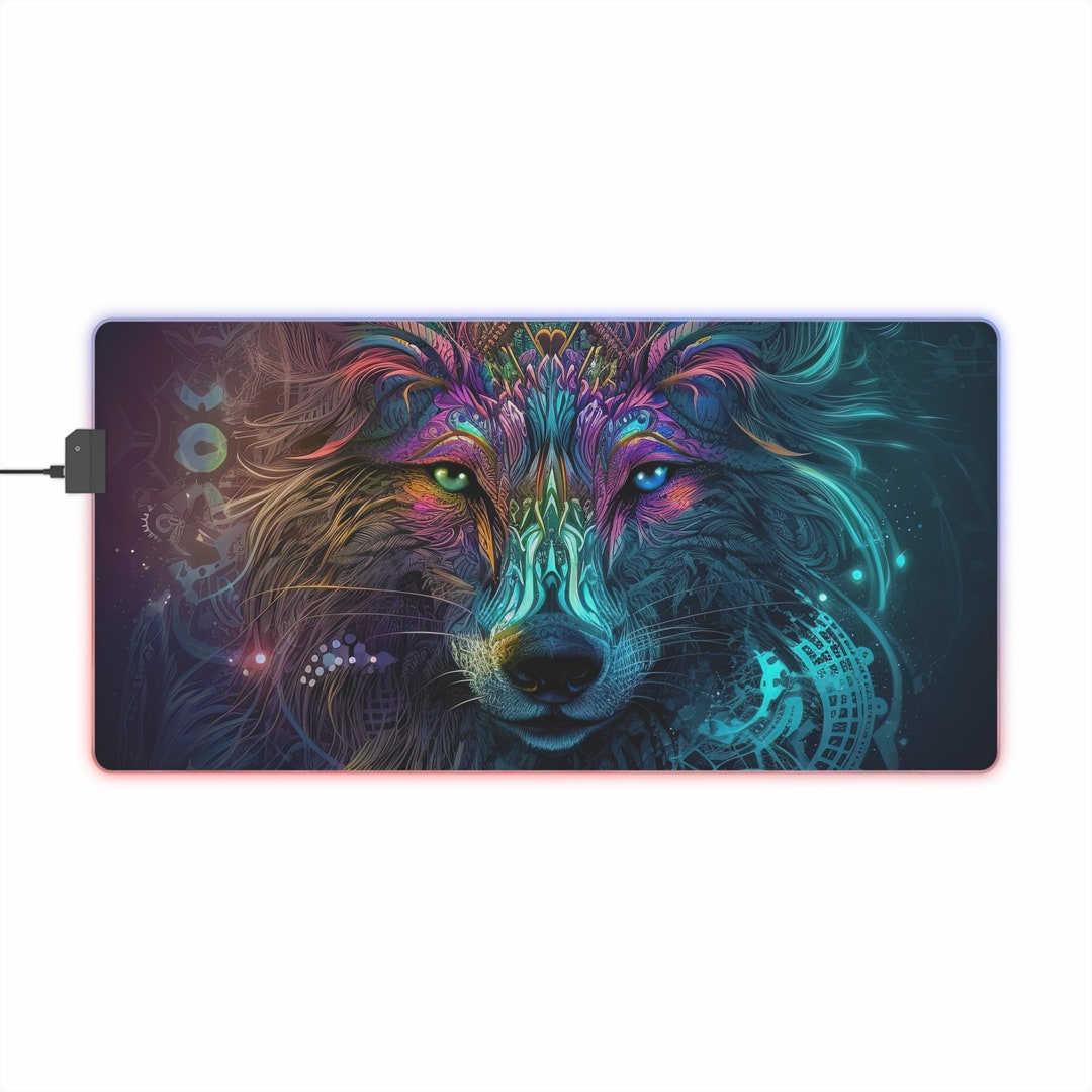 Psytrance Wolf Light up LED Gaming Mouse Pad - Etsy