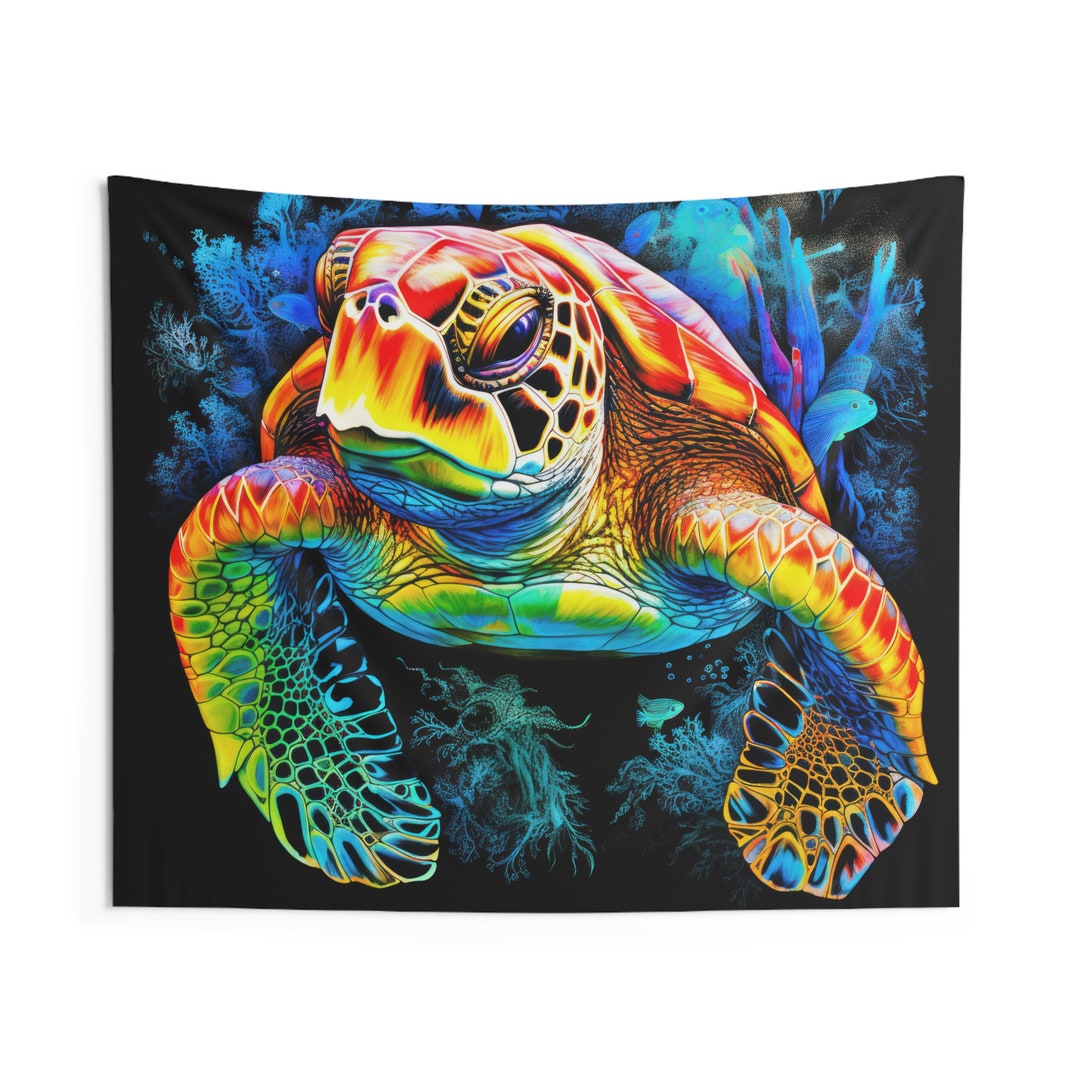 Colorful Rainbow Turtle Indoor Wall Tapestry - Etsy Australia