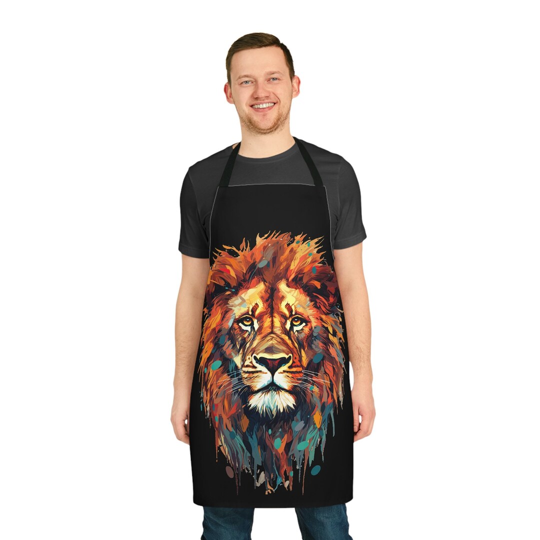 Lion's Head Apron -- Men's Apron Featuring Abstract Lion Face Art ...
