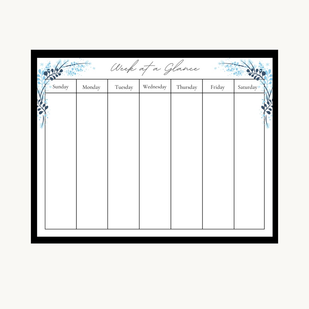 Printable Weekly Planner, Week at a Glance Instant Download, Floral ...