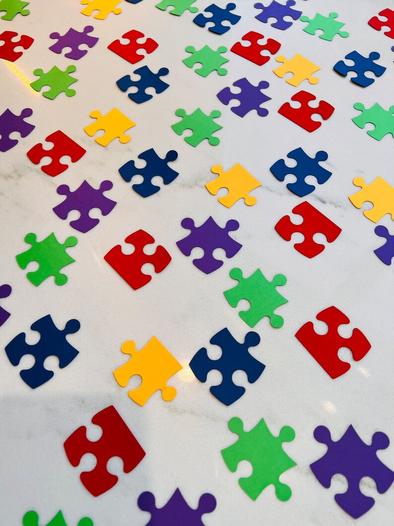 Puzzle Confetti Rainbow Puzzle Confetti Game Night Table - Etsy