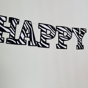 Zebra Happy Birthday Banner | Wild One Garland | Wild Thing Birthday ...