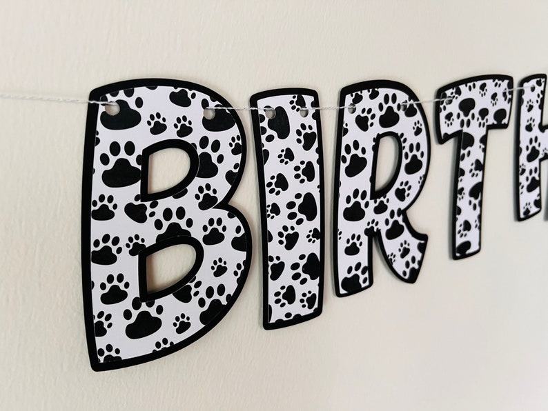 Paw Print Happy Birthday Banner Dog Print Dog Party Decor - Etsy