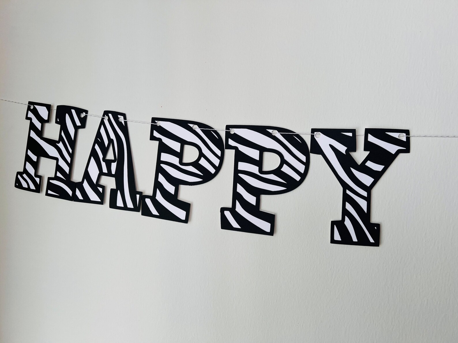 Zebra Happy Birthday Banner Wild One Garland Wild Thing - Etsy