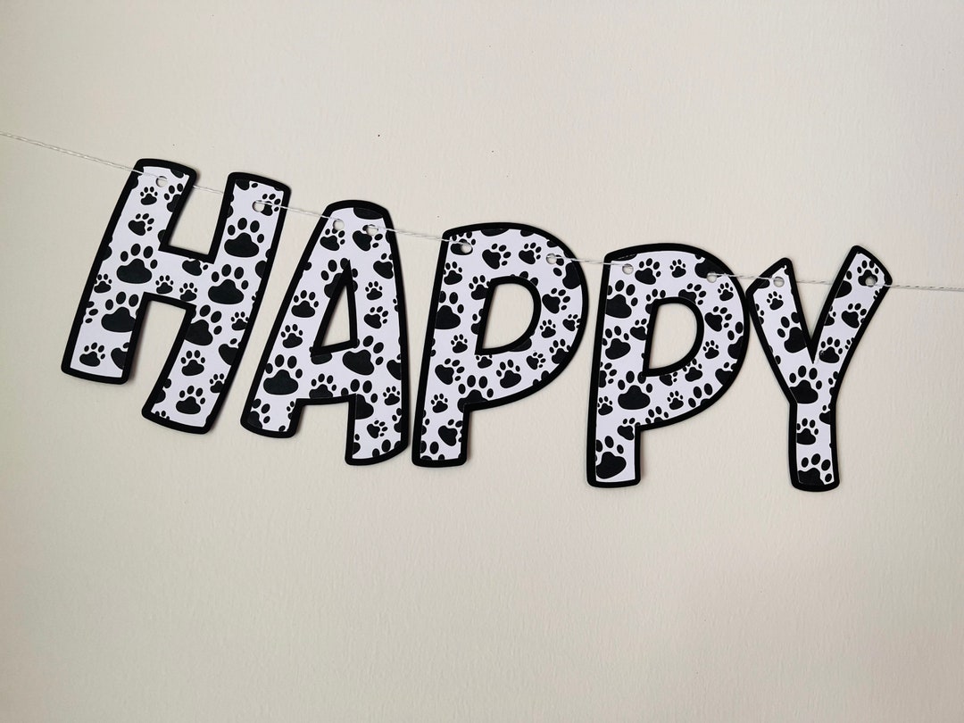 Paw Print Happy Birthday Banner | Dog Print | Dog Party Decor | Let’s ...