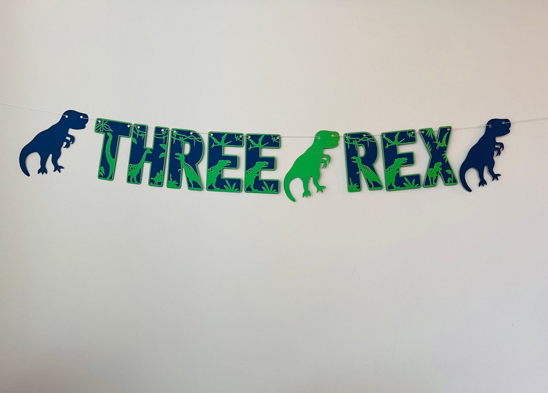 Three Rex Banner | Dinosaur Party | Dino-mite Decorations | Dino Party ...