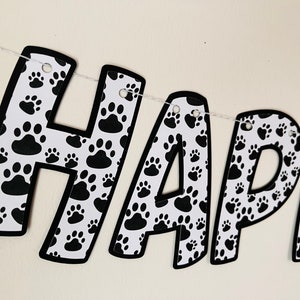 Paw Print Happy Birthday Banner | Dog Print | Dog Party Decor | Let’s ...