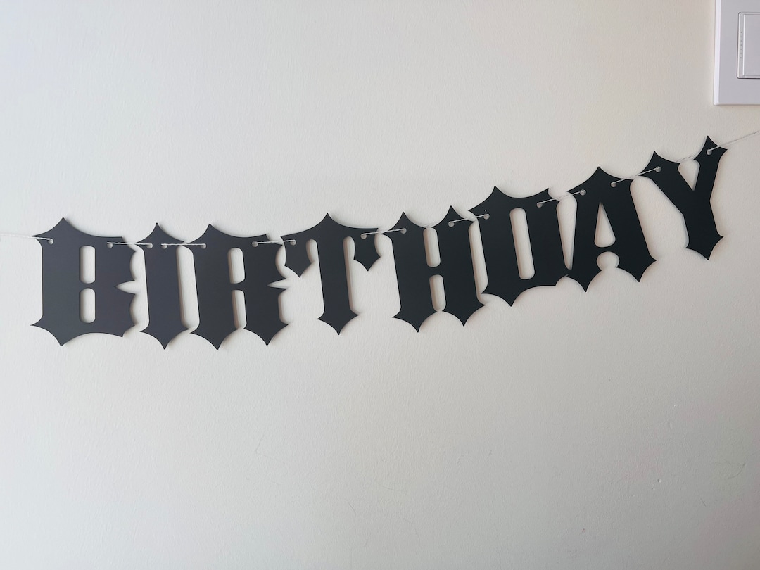 Gothic Happy Birthday Banner | Goth Garland | Rock and Roll Decor ...